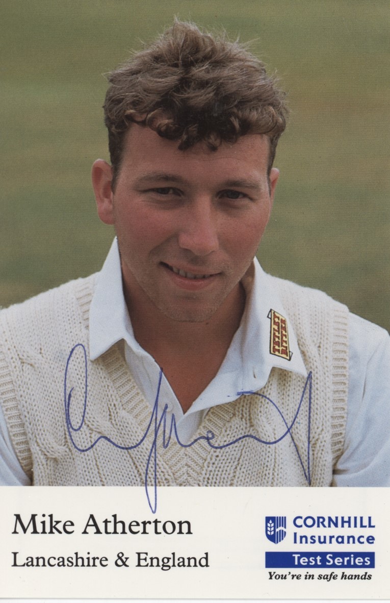 MIKE ATHERTON SIGNED PHOTO CARD - Photographs of Cricketers: Sportspages.com