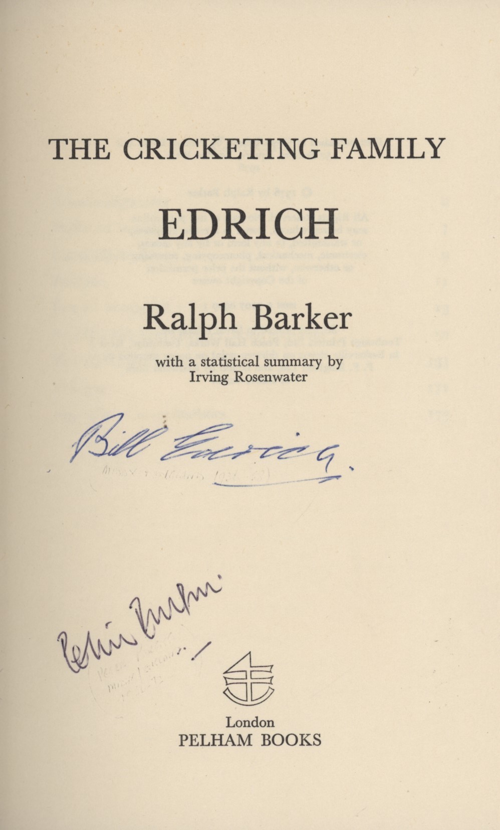 THE CRICKETING FAMILY EDRICH - Cricket Biography & Memoir: Sportspages.com