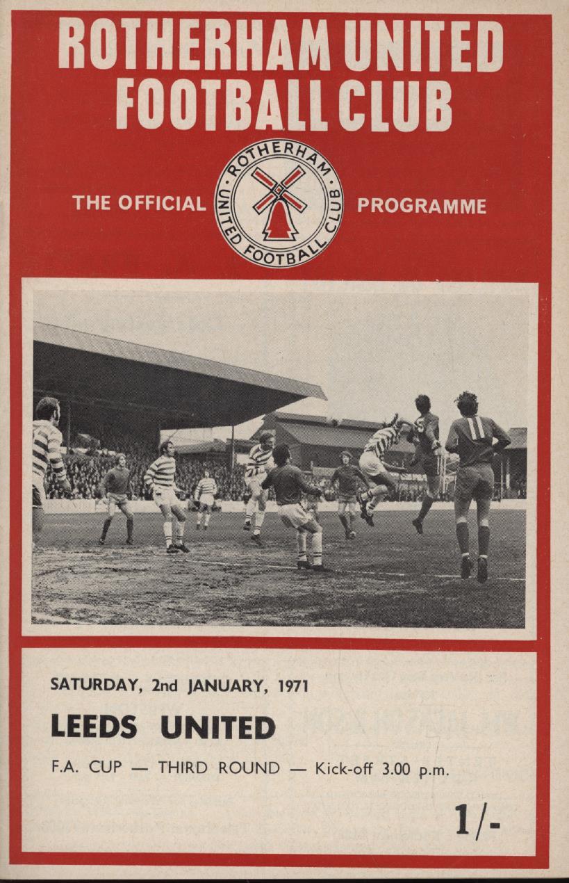 ROTHERHAM UNITED V LEEDS UNITED (FA CUP 3RD RD) 1970-71 FOOTBALL ...