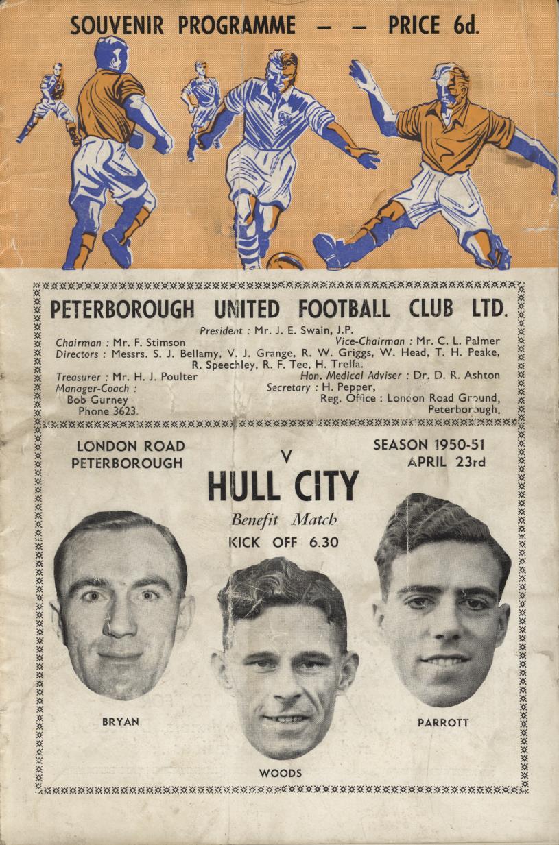 PETERBOROUGH UNITED V HULL CITY 1950-51 FOOTBALL PROGRAMME - Football ...