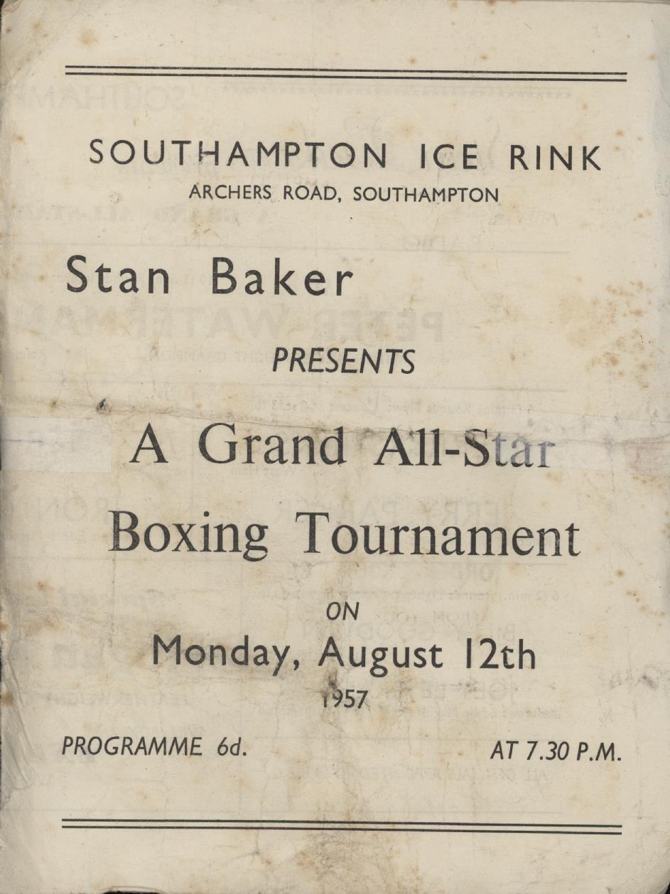 PETER WATERMAN V NICK MOOS (SOUTHAMPTON) 1957 BOXING PROGRAMME - Boxing ...