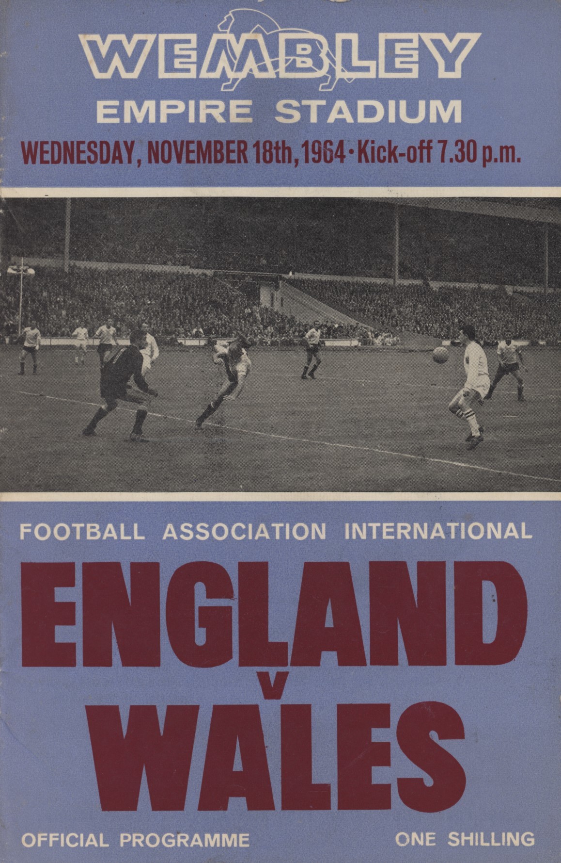 ENGLAND V WALES 1964 FOOTBALL PROGRAMME - International Football ...