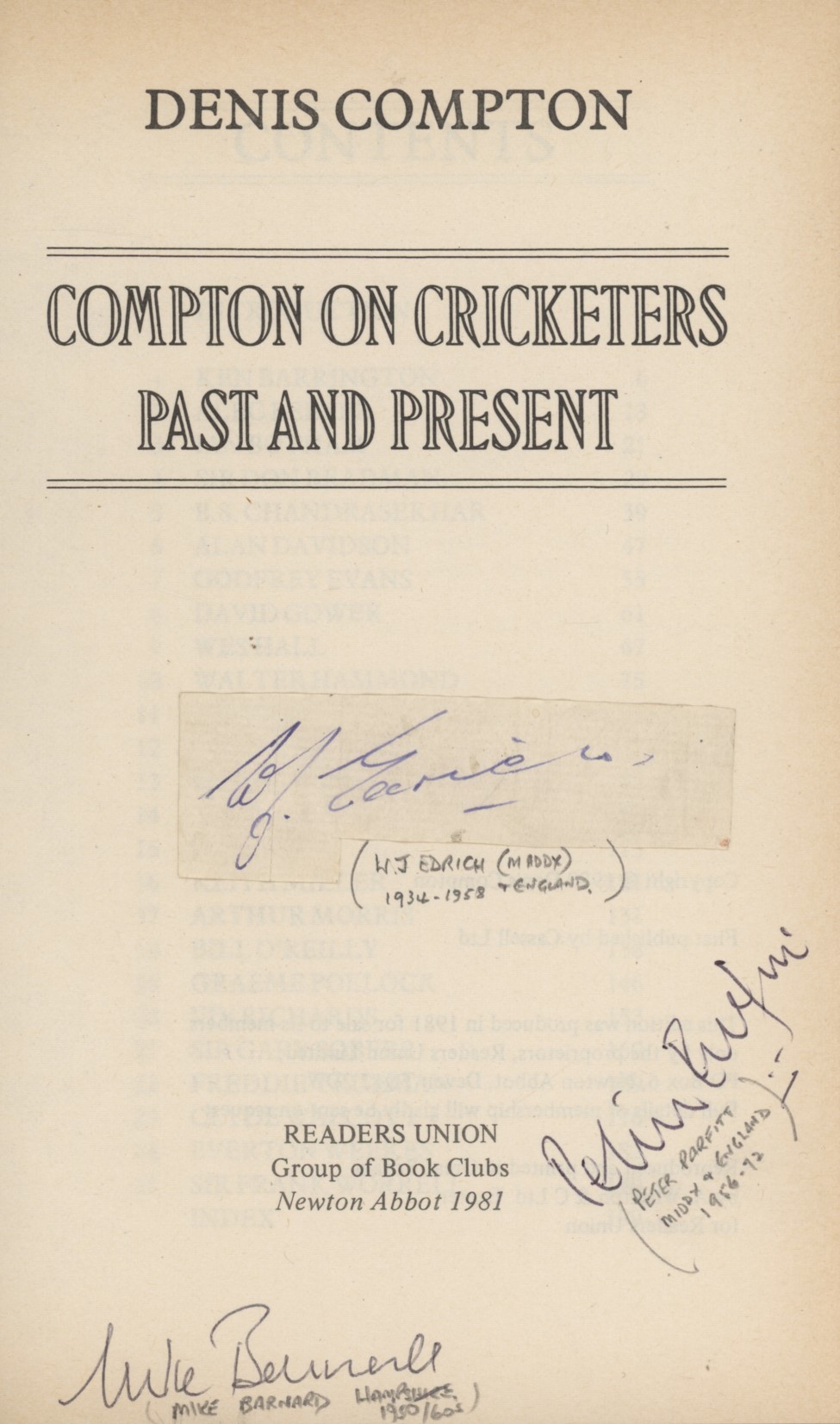 COMPTON ON CRICKETERS PAST AND PRESENT - Cricket Biography & Memoir ...