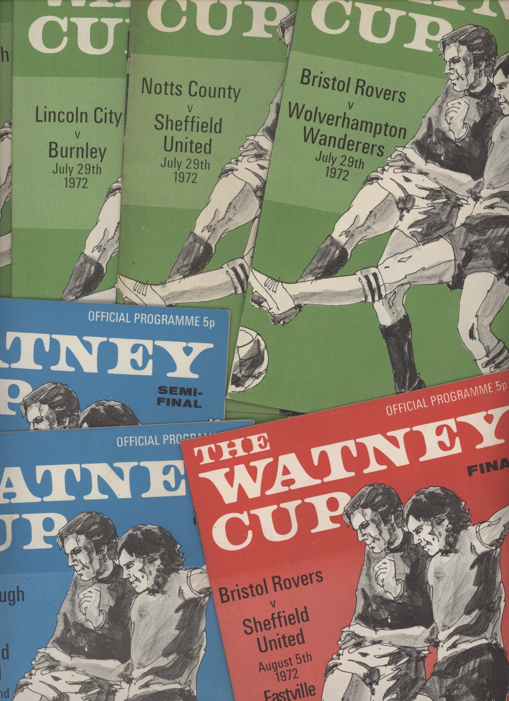 WATNEY CUP 1972 FULL SET OF PROGRAMMES (7) - Football Programmes ...