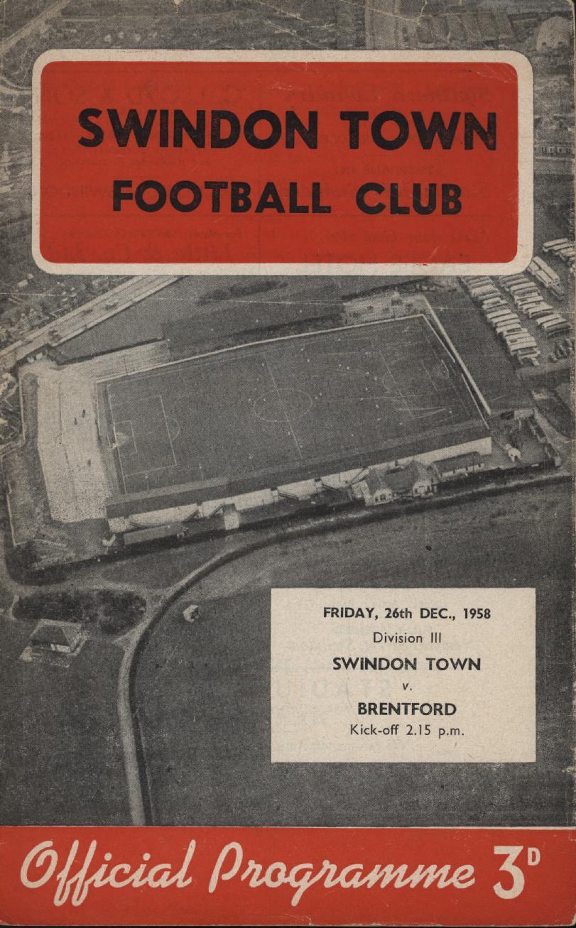 SWINDON TOWN V BRENTFORD 1958-59 FOOTBALL PROGRAMME - Football Programmes: Sportspages.com