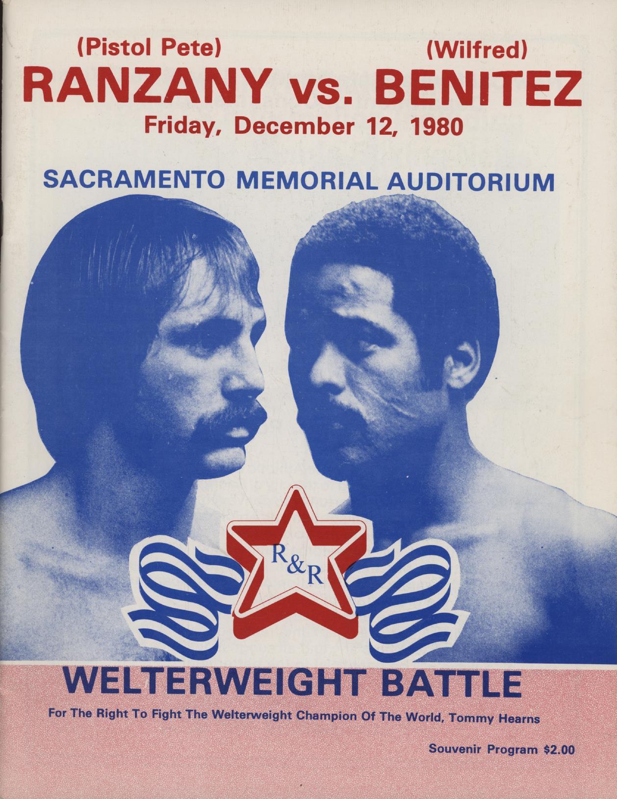 PETE RANZANY V WILFRED BENITEZ 1980 BOXING PROGRAMME - Boxing ...