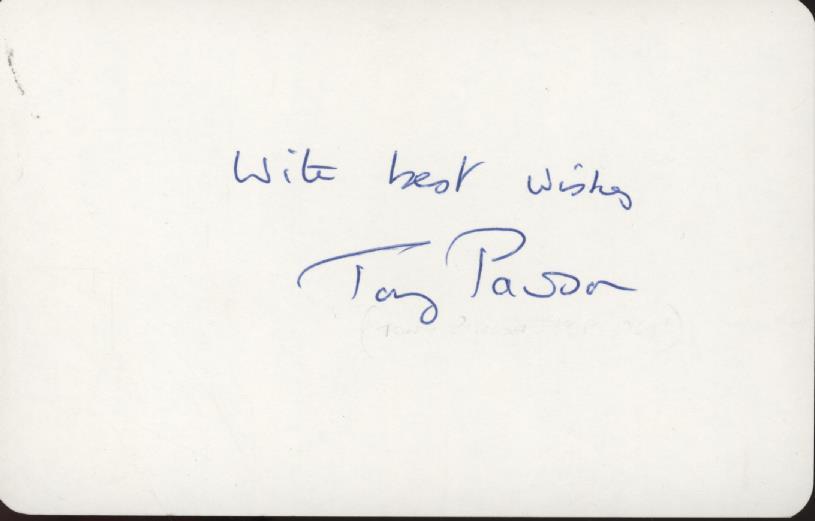 TONY PAWSON (KENT) CRICKET AUTOGRAPH - Individual Cricket Autographs O ...