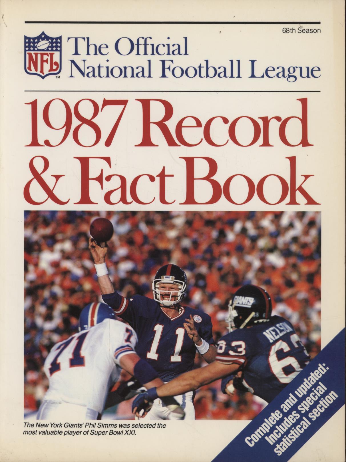 OFFICIAL 1987 NATIONAL FOOTBALL LEAGUE RECORD & FACT BOOK: Sportspages.com
