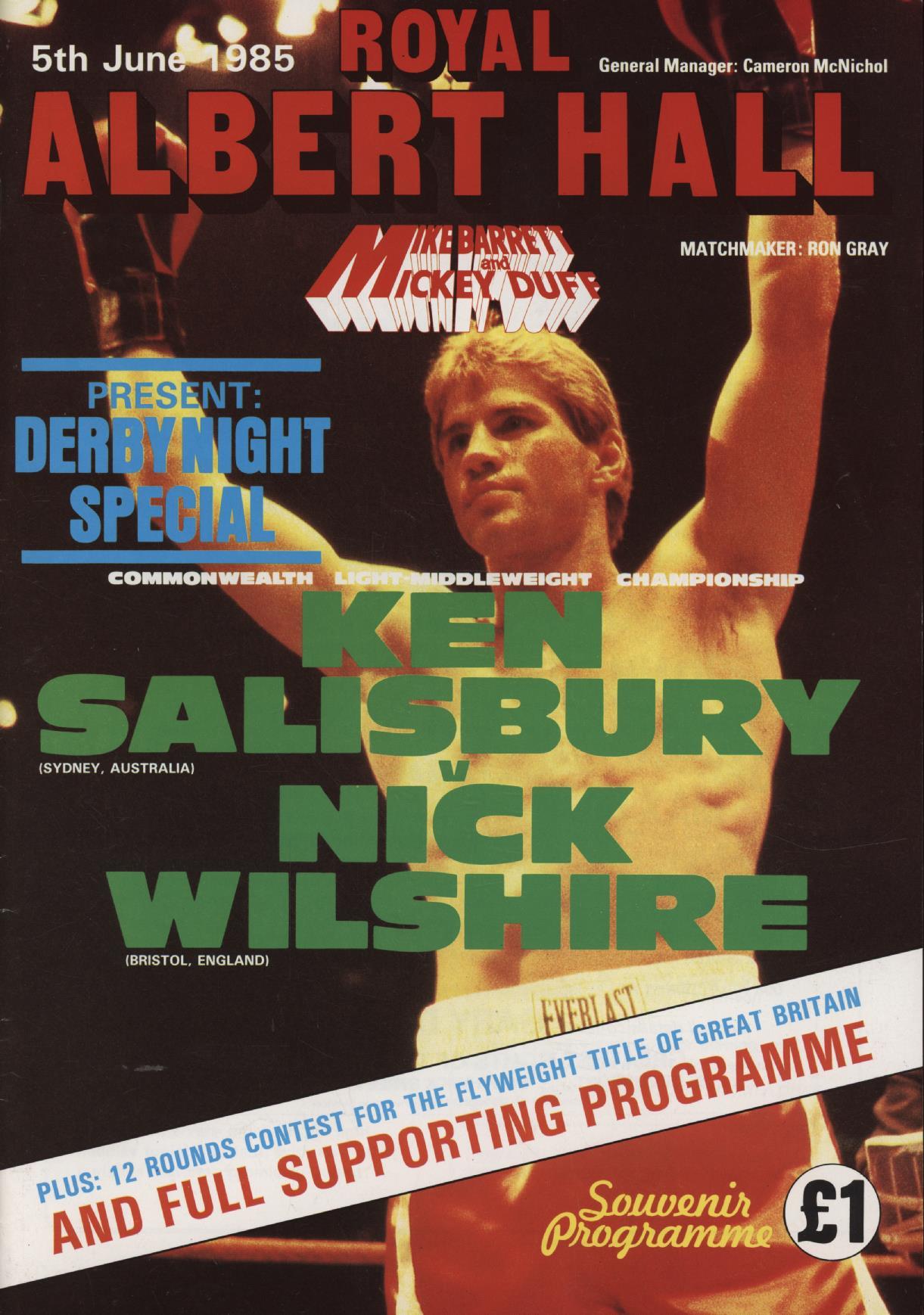 KEN SALISBURY NICK WILSHIRE (COMMONWEALTH LIGHT MIDDLEWEIGHT CONTEST ...