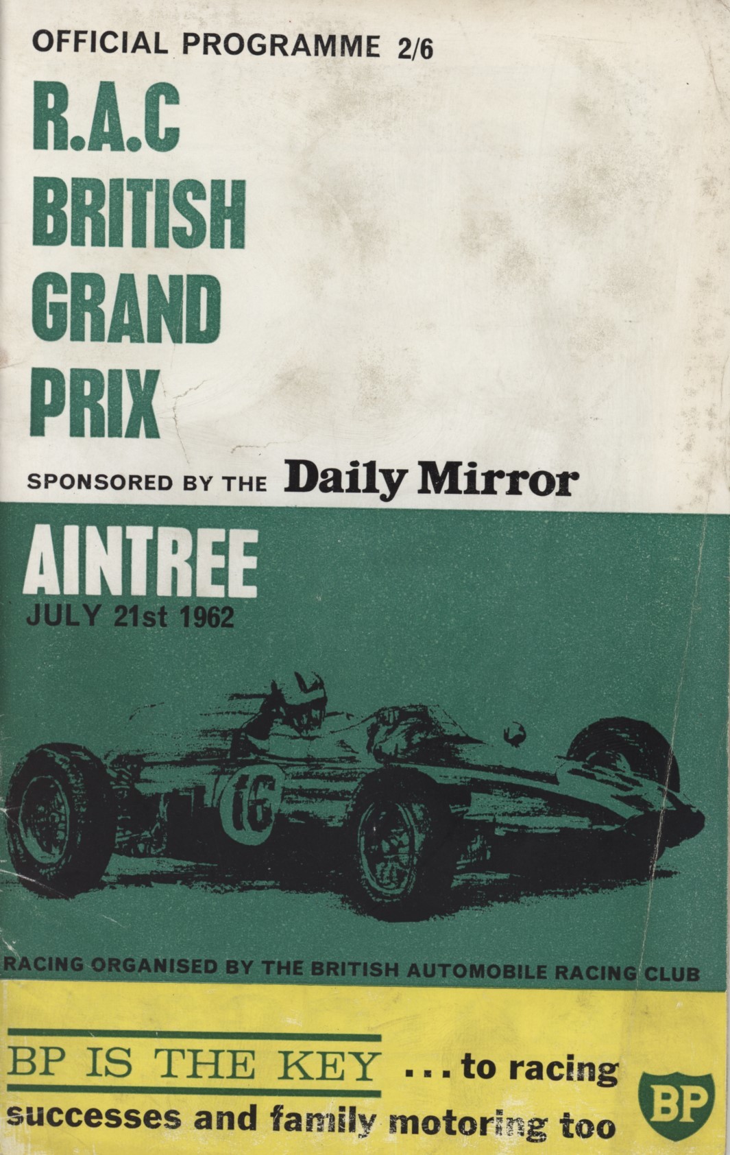 BRITISH GRAND PRIX 1962 (AINTREE) MOTOR RACING PROGRAMME - Grands Prix ...