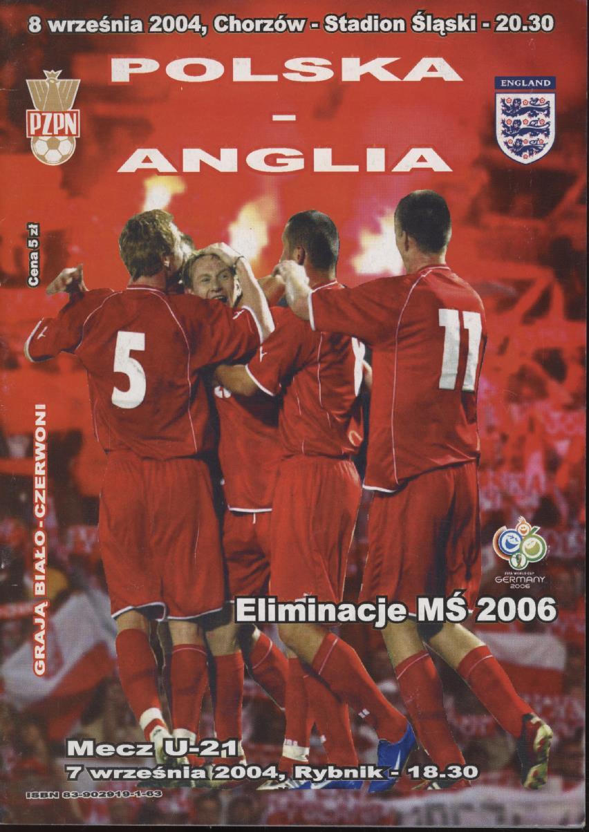 POLAND V ENGLAND 2004 FOOTBALL PROGRAMME - International Football ...