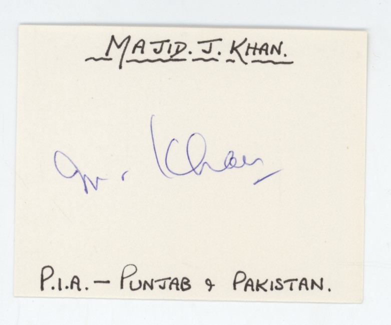 MAJID KHAN (PAKISTAN) CRICKET AUTOGRAPH - Individual Cricket Autographs ...