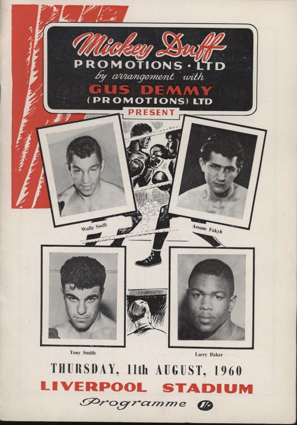 WALLY SWIFT V ASSANE FAKYH 1960 BOXING PROGRAMME - Boxing programmes ...