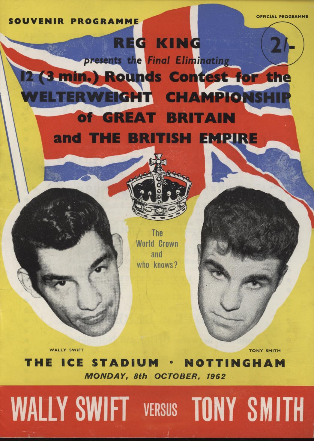 WALLY SWIFT V TONY SMITH 1962 BOXING PROGRAMME - Boxing programmes ...