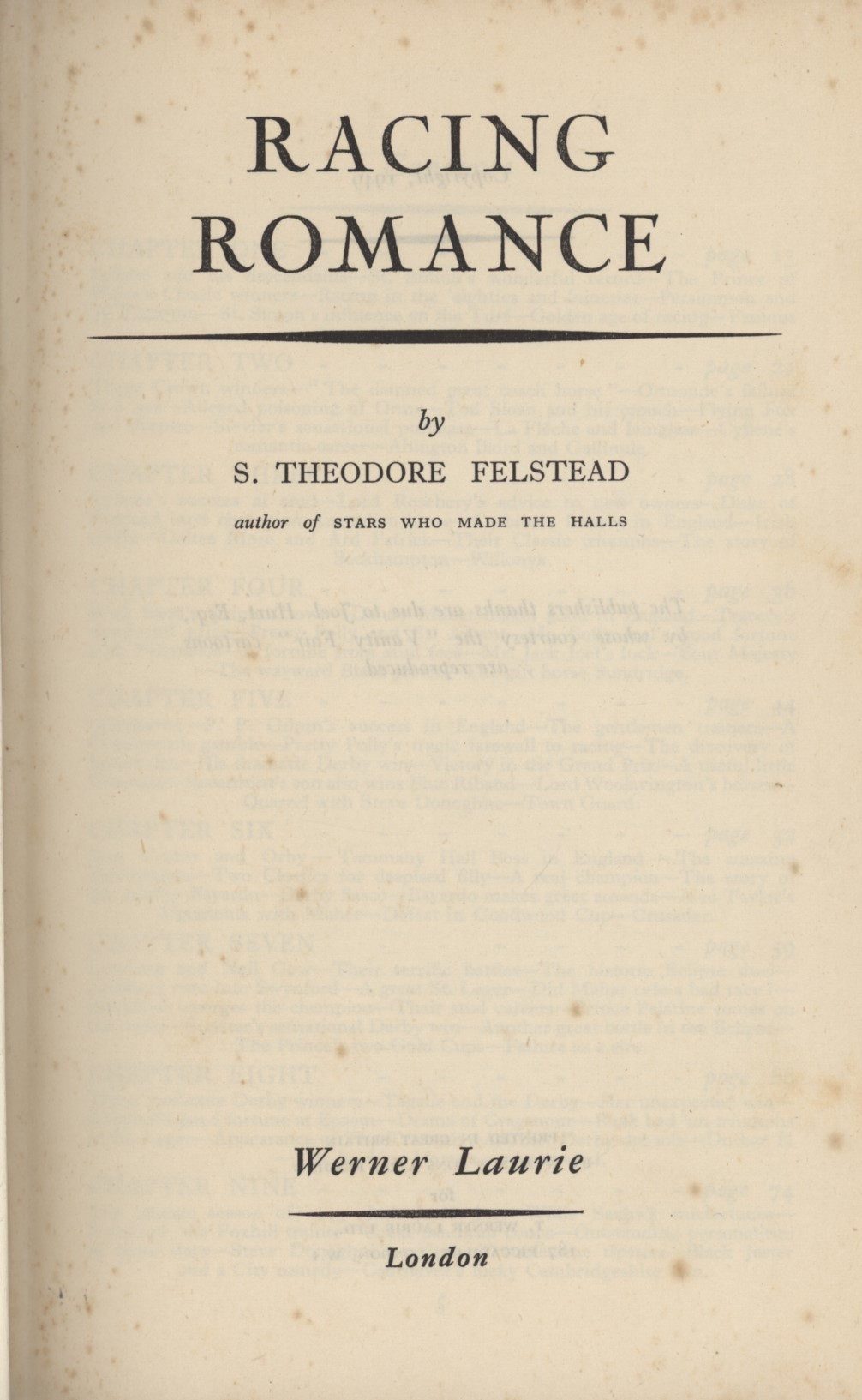 RACING ROMANCE - Horse Racing History Books: Sportspages.com