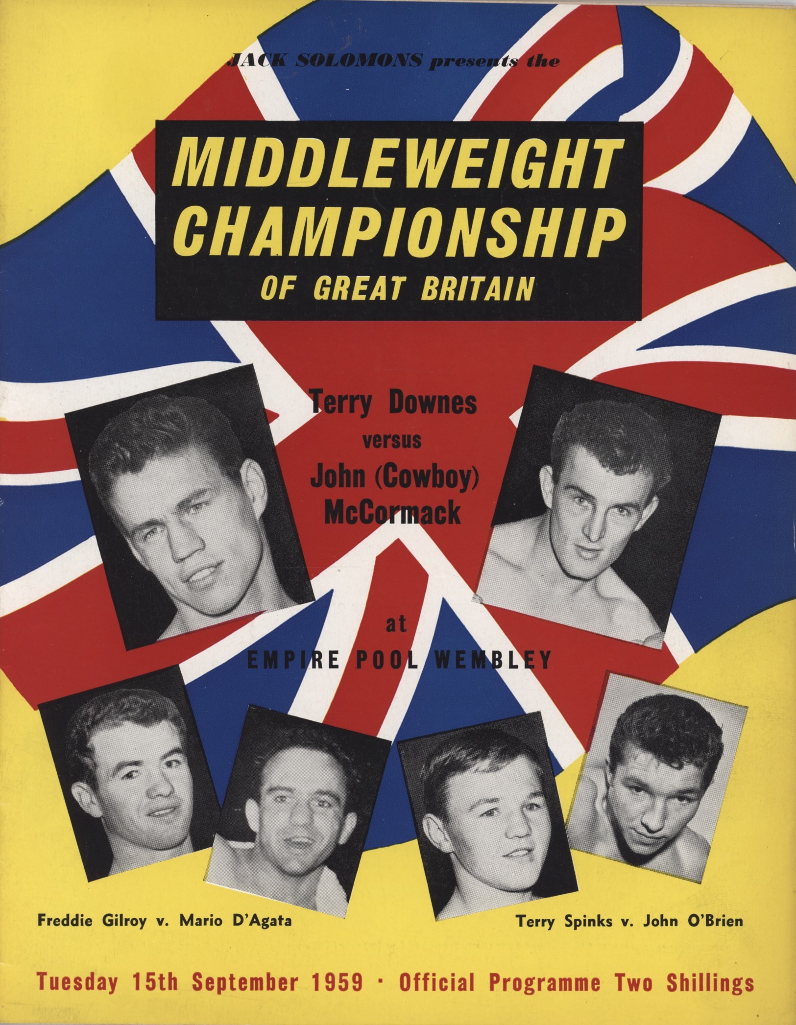TERRY DOWNES V JOHN "COWBOY" MCCORMACK 1959 BOXING PROGRAMME - Boxing ...