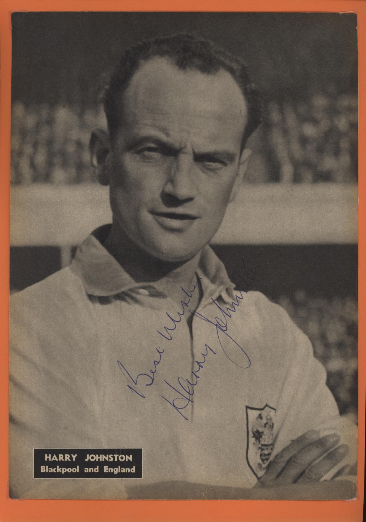 HARRY JOHNSTON (BLACKPOOL AND ENGLAND) SIGNED FOOTBALL MAGAZINE ...