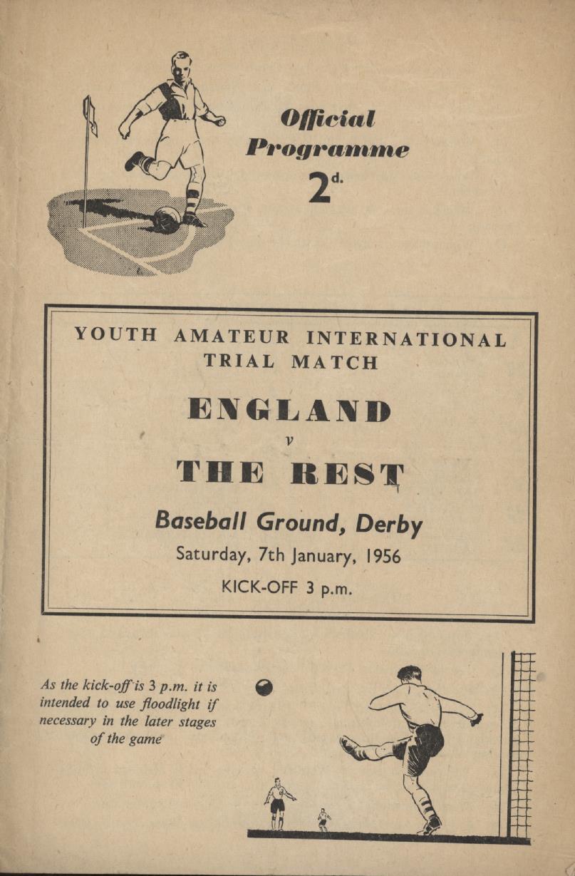 ENGLAND V THE REST (YOUTH AMATEUR INTERNATIONAL) 1955-56 FOOTBALL ...
