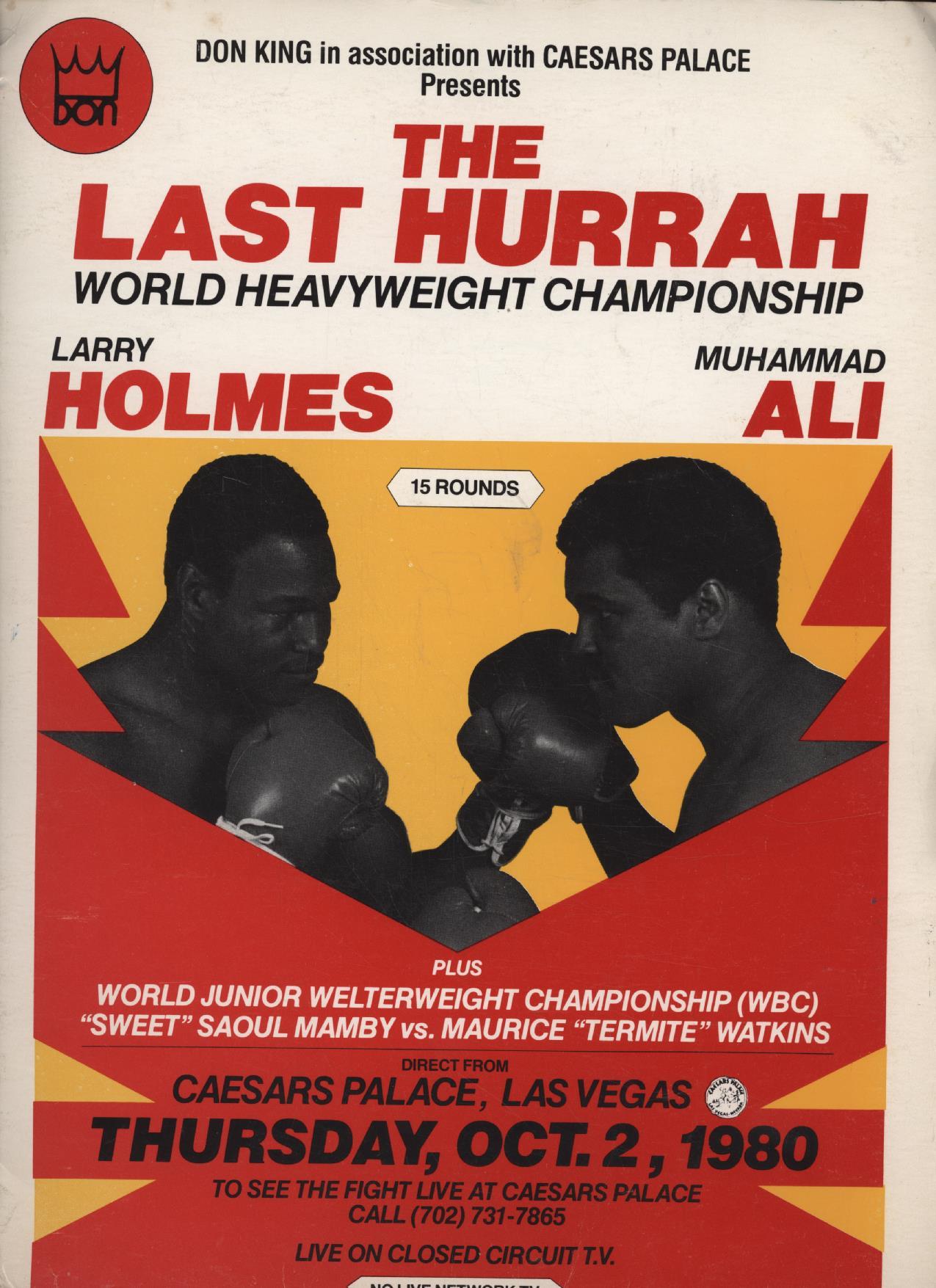 LARRY HOLMES V MUHAMMAD ALI 1980 'THE LAST HURRAH' - PROMOTIONAL PACK ...