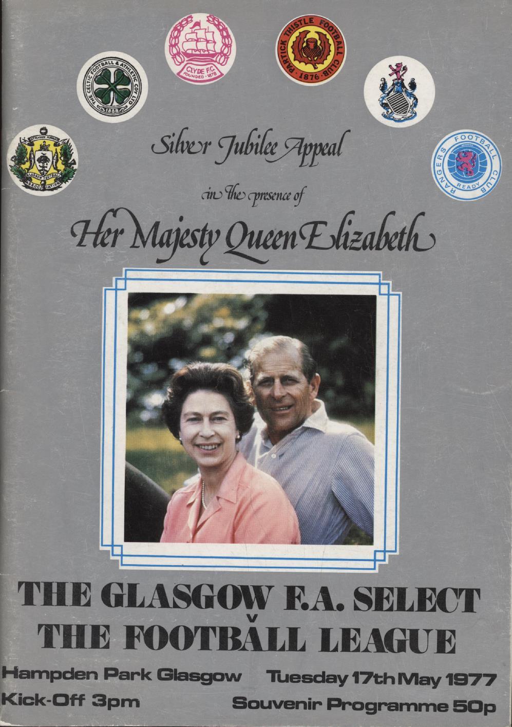 GLASGOW FA SELECT V THE FOOTBALL LEAGUE 1976-77 FOOTBALL PROGRAMME ...