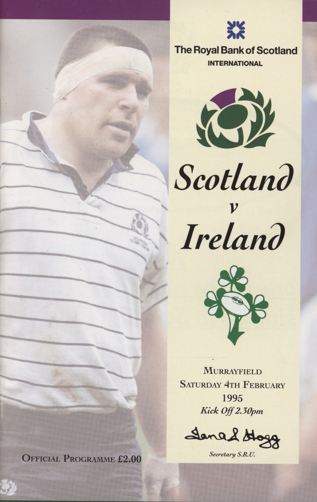 SCOTLAND V IRELAND 1995 RUGBY PROGRAMME - Scotland Rugby Union ...
