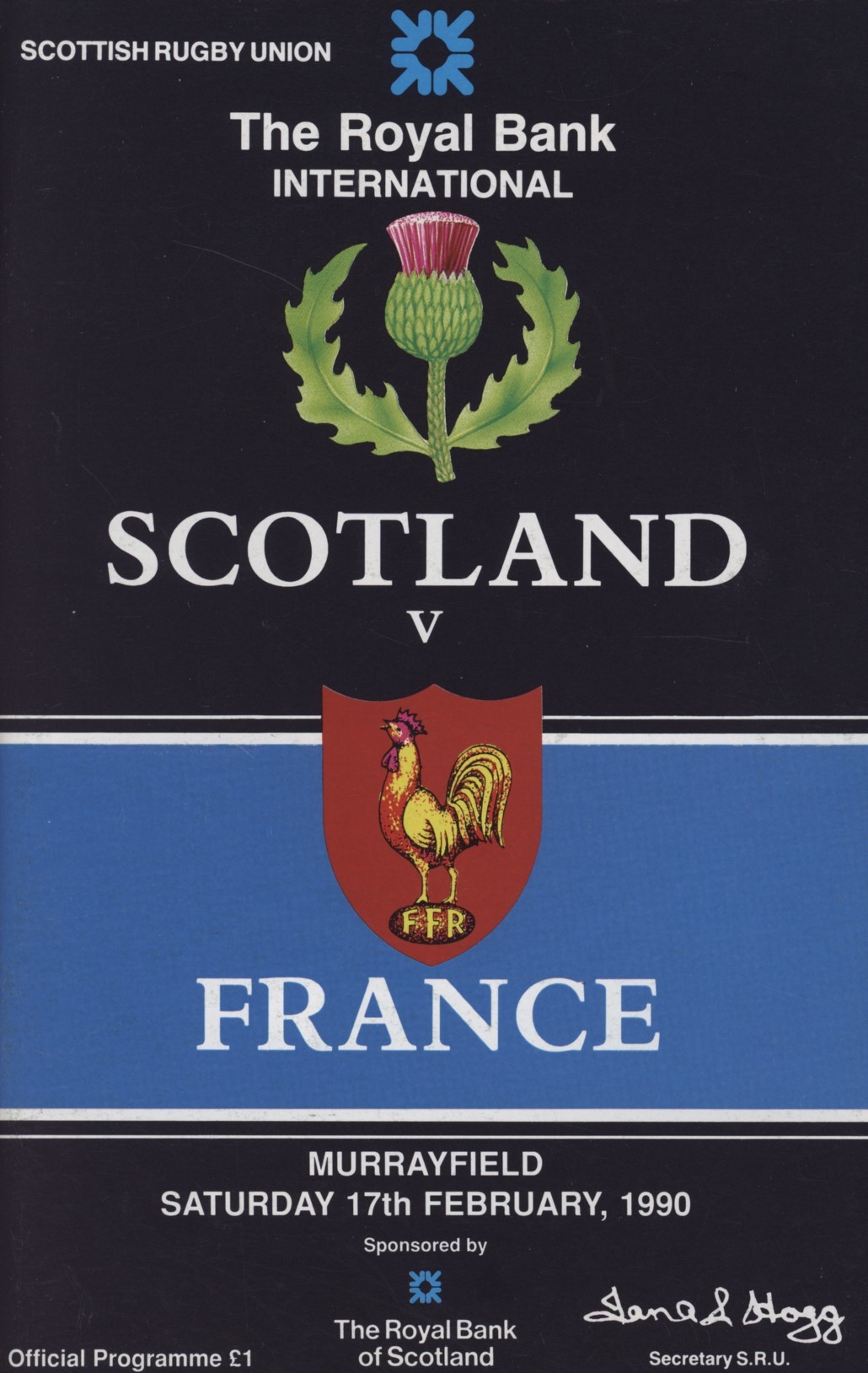 SCOTLAND V FRANCE 1990 RUGBY UNION PROGRAMME - Scotland Rugby Union ...