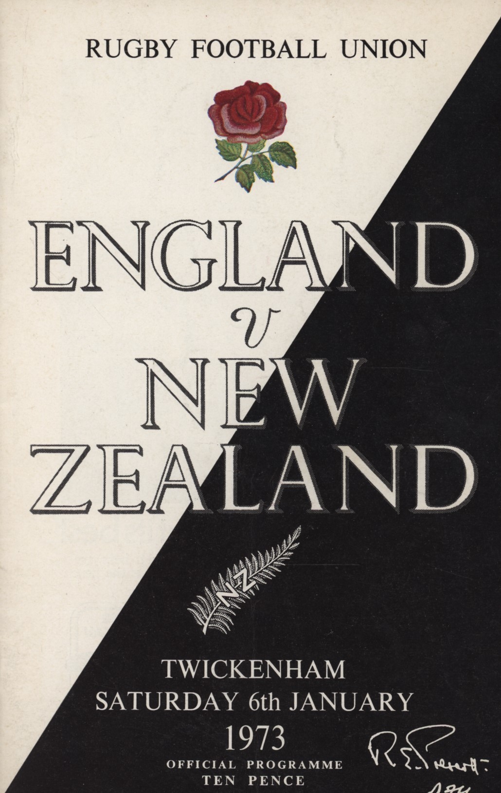ENGLAND V NEW ZEALAND 1973 RUGBY UNION PROGRAMME - England Rugby Union ...