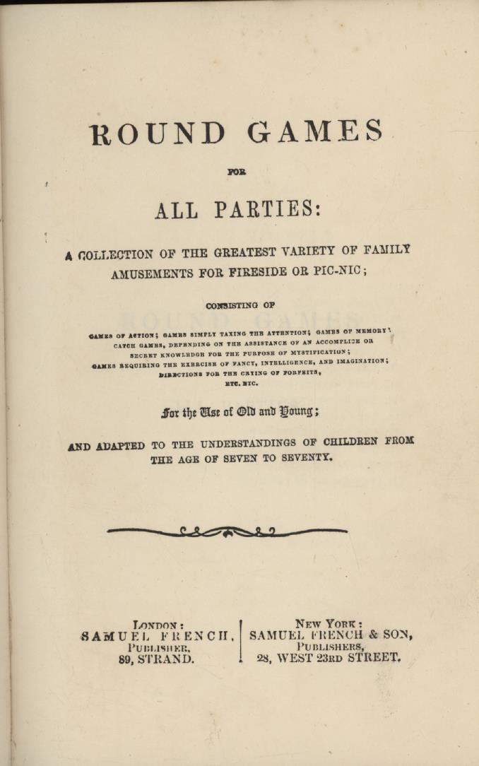 ROUND GAMES FOR ALL PARTIES - Non-Fiction Books: Sportspages.com