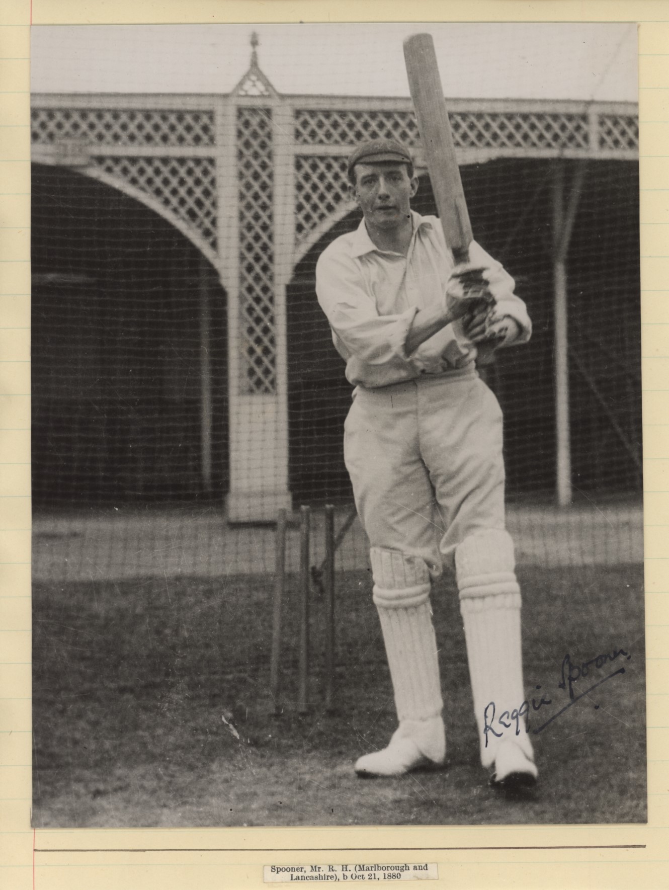 REGGIE SPOONER (LANCASHIRE & ENGLAND) SIGNED CRICKET PHOTOGRAPH ...