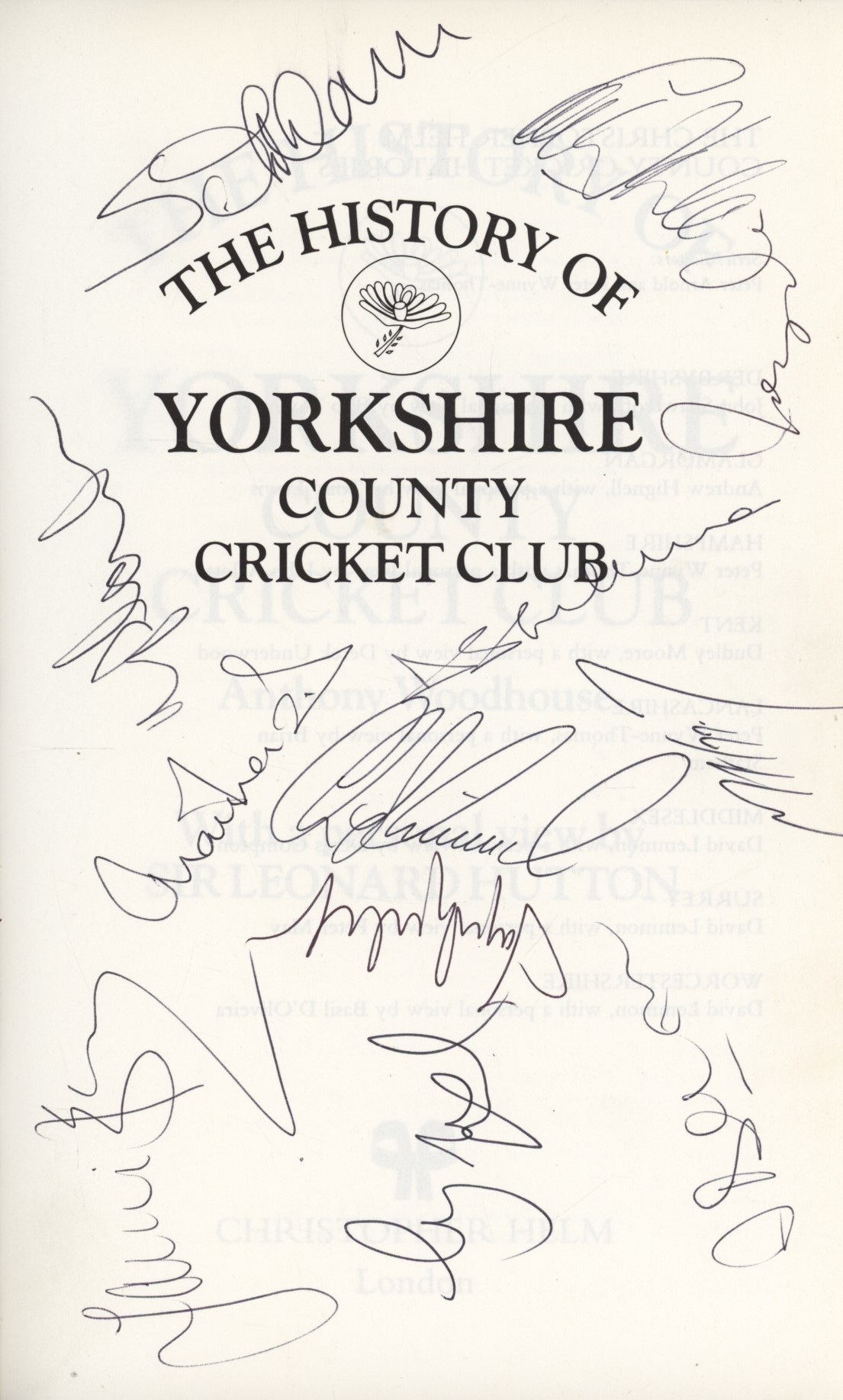 THE HISTORY OF YORKSHIRE COUNTY CRICKET CLUB (MULTI SIGNED) - Cricket ...