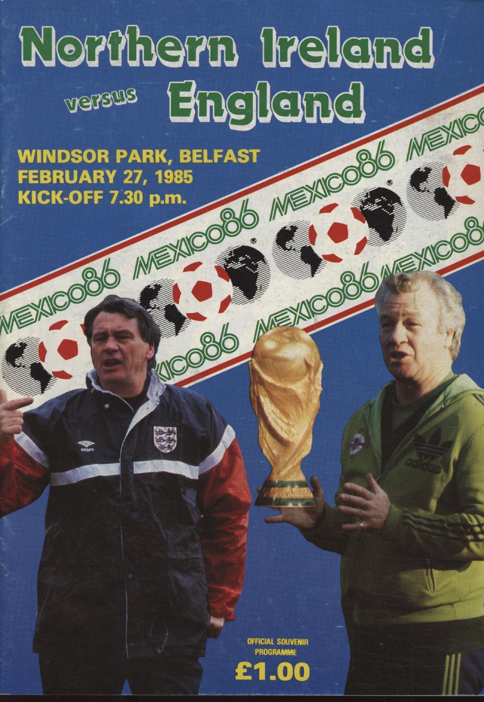 NORTHERN IRELAND V ENGLAND 1985 FOOTBALL PROGRAMME - International ...