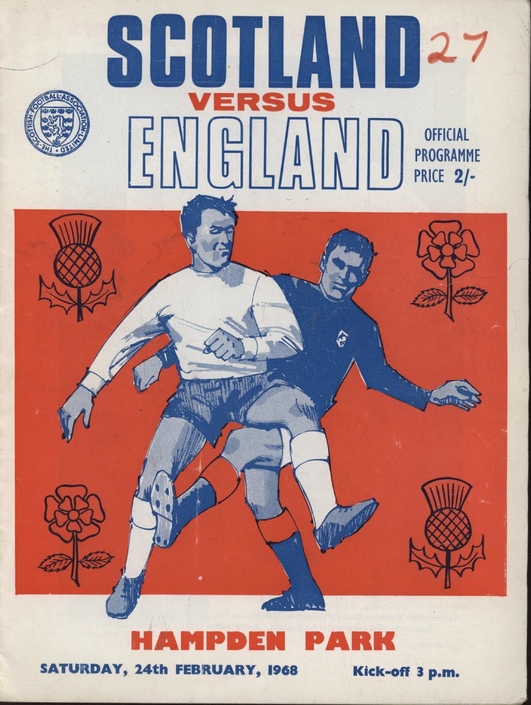 SCOTLAND V ENGLAND 1968 FOOTBALL PROGRAMME - International Football ...