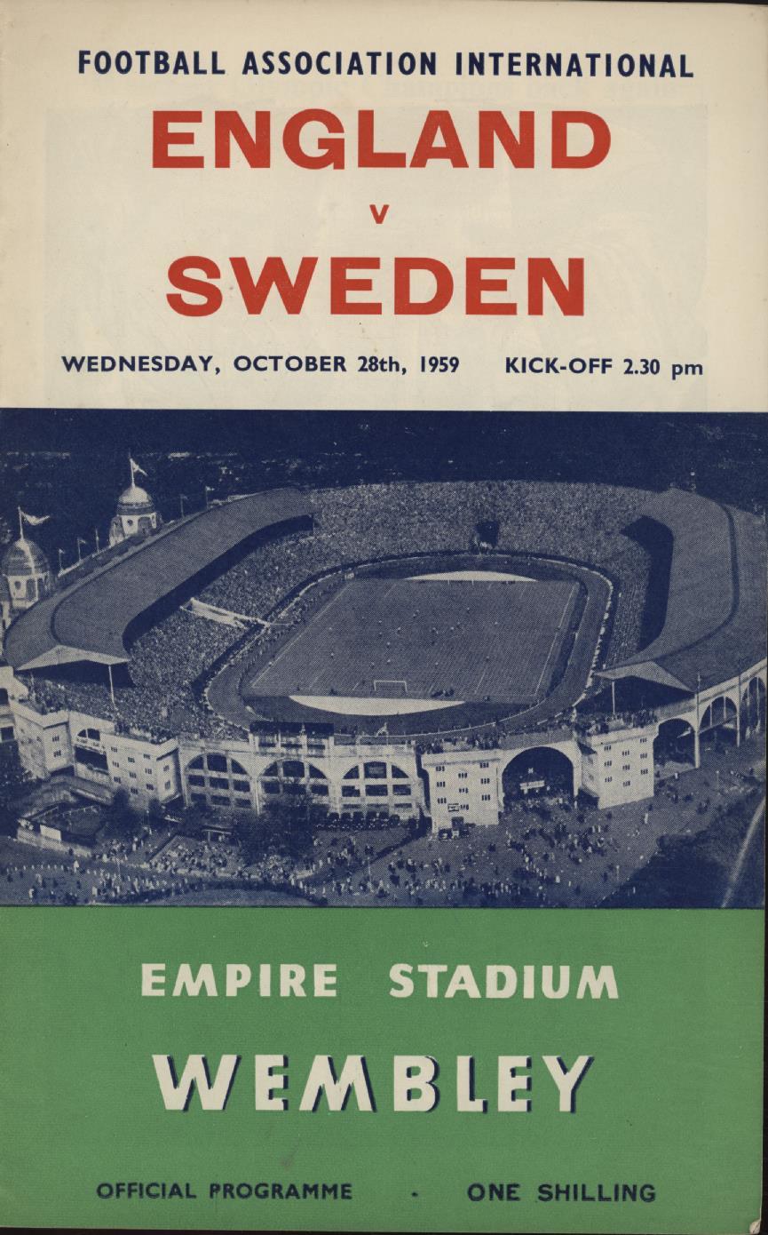 ENGLAND V SWEDEN 1959 FOOTBALL PROGRAMME - International Football ...
