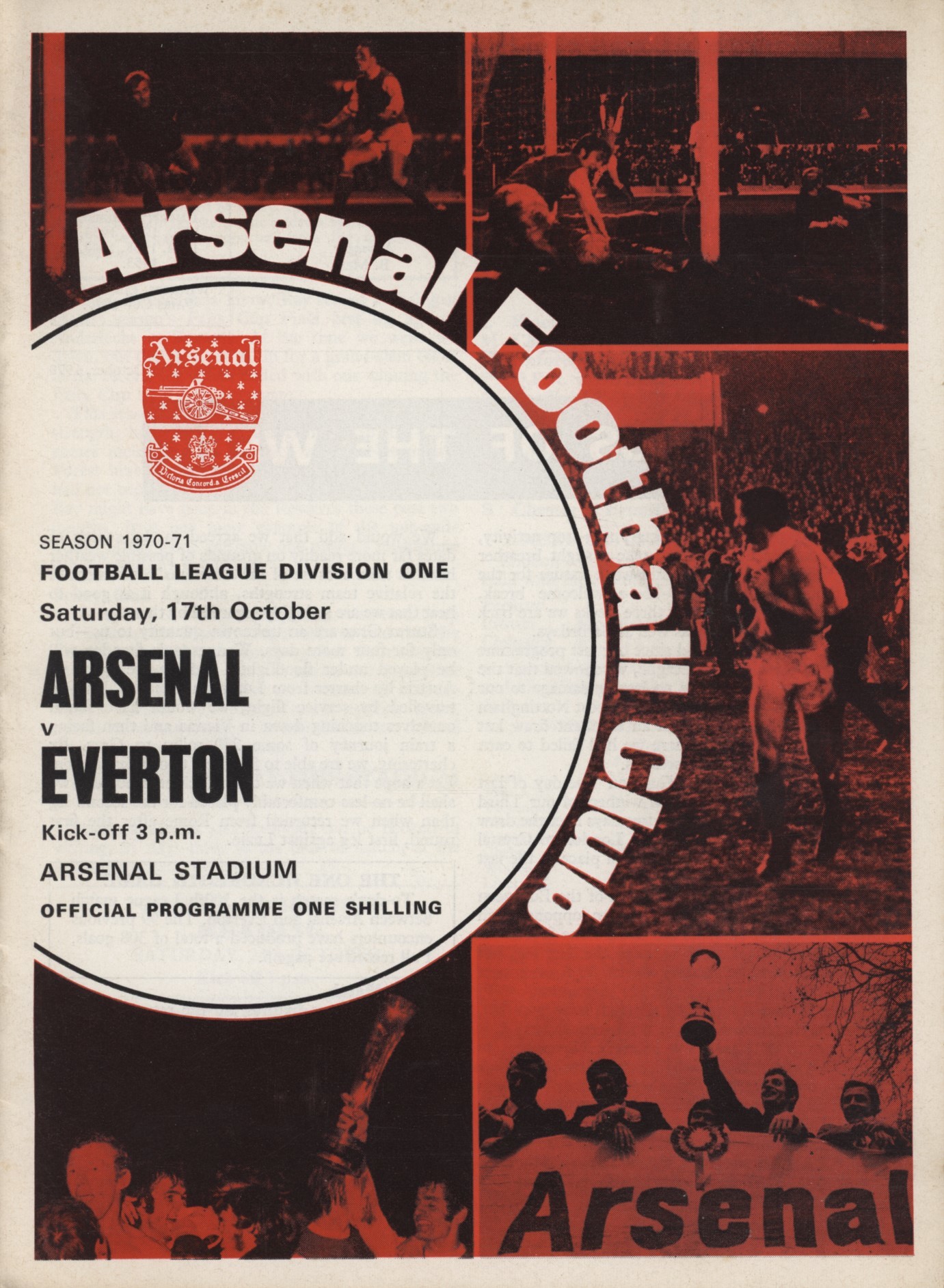 ARSENAL V EVERTON 1970-71 FOOTBALL PROGRAMME - Domestic League Football ...