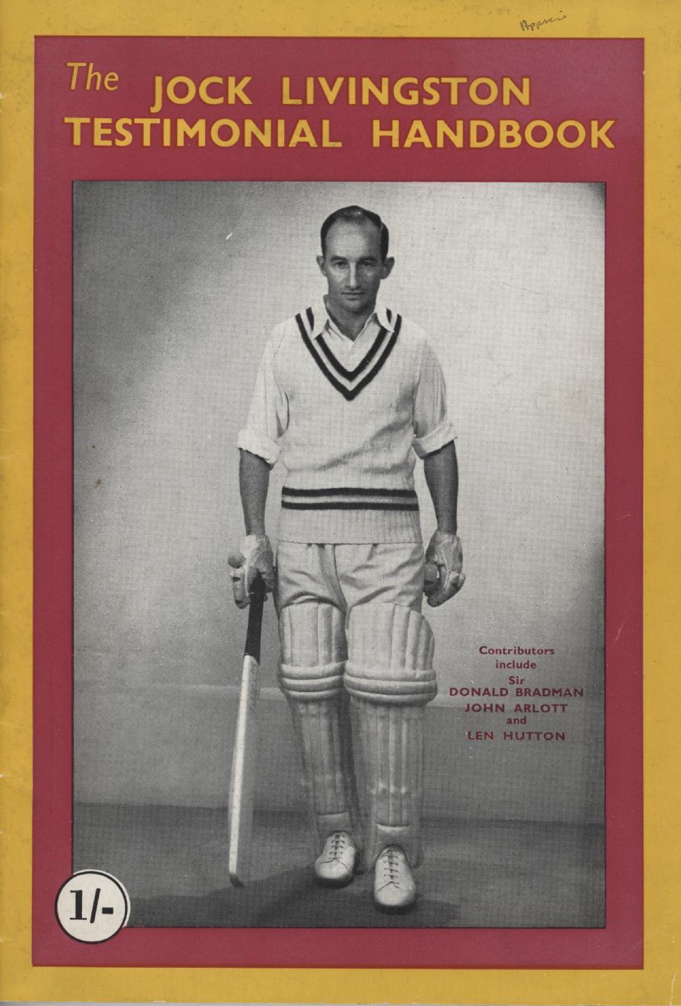 JOCK LIVINGSTON (NORTHAMPTONSHIRE) 1955 CRICKET BENEFIT BROCHURE ...