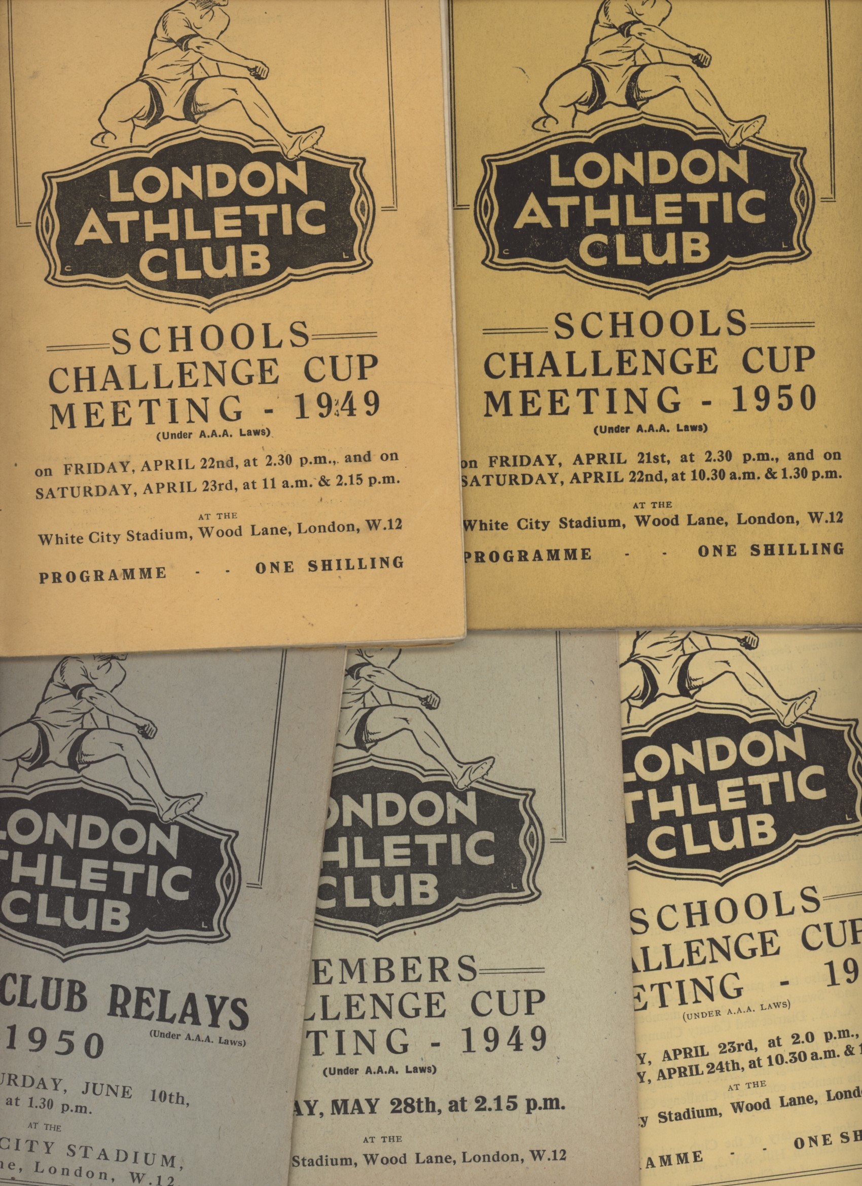 LONDON ATHLETIC CLUB ATHLETICS PROGAMMES 1949-54 (X5) - Athletics ...