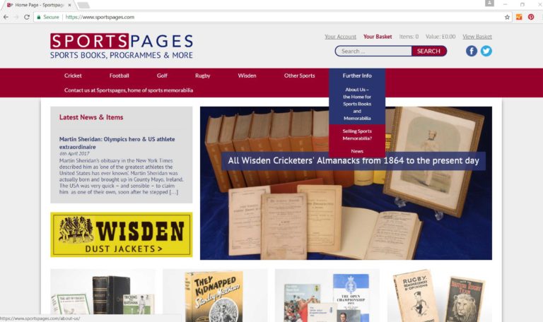 Searching for Sports Memorabilia on Sportspages' Website - Sportspages