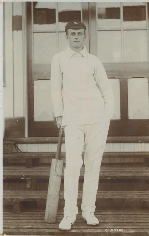 Colin Blythe, 1912, bat in hand - Sportspages
